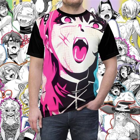 Ahegao Anime Girl 2 Pink And Blue Hentai Style Manga Girl Weeb