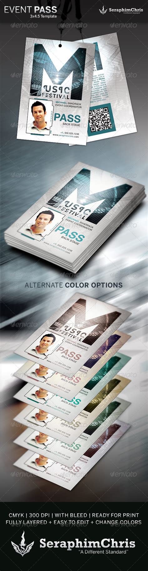 Music Event Pass Template Print Templates Graphicriver