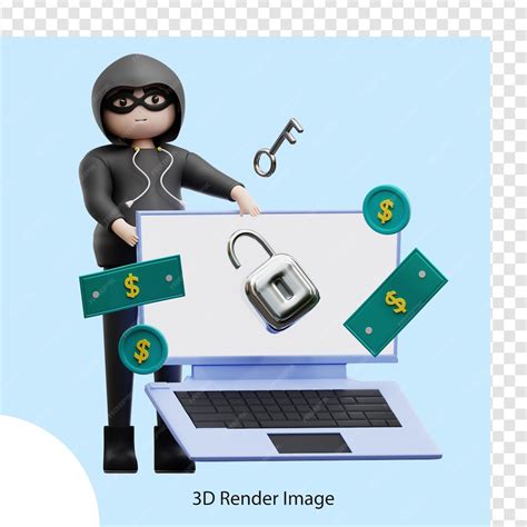 premium psd 3d illustration cybercrime hacking a banks