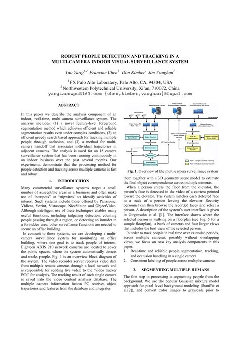 Pdf Robust People Detection And Tracking In A Multi Camera Indoor Visual Surveillance System