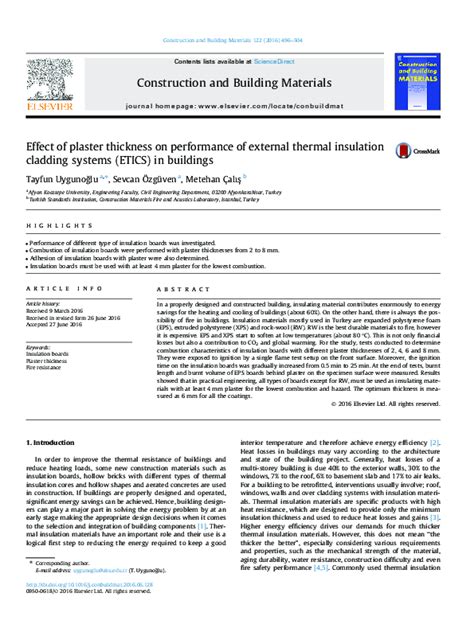 Pdf Effect Of Plaster Thickness On Performance Of External Thermal