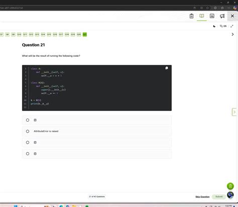 What Will Be The Result Of Running The Following Code Python Class A