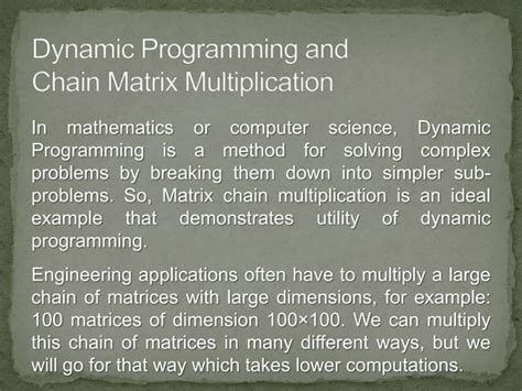 Dynamic Programming Matrix Chain Multiplication PPT