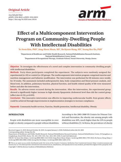 Pdf Effect Of A Multicomponent Intervention Program On Community Dwelling People With