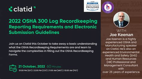 2022 Osha 300 Log Recordkeeping Reporting Requirements And Electronic Submission Guidelines