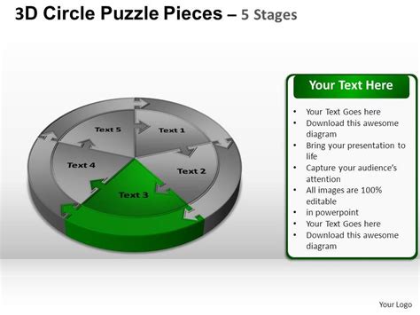D Circle Puzzle Diagram Stages Slide Layout Ppt Templates PowerPoint Design Template
