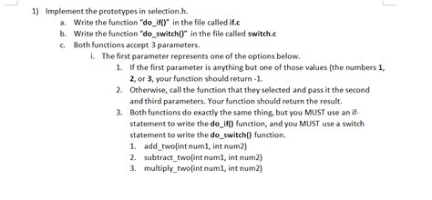 Solved C 1 Implement The Prototypes In Selectionh A