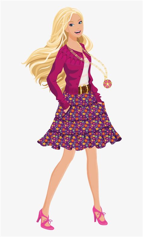 Barbie Fashion Illustration Stylish Floral Outfit With Pink