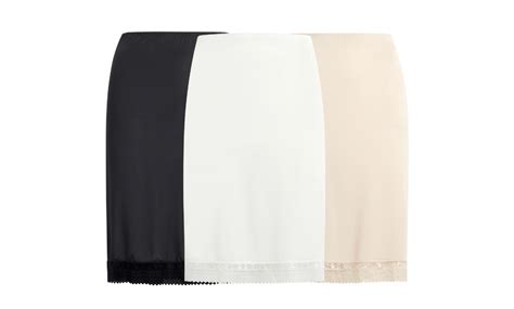 3 Pack Womens Half Slip With Trim Lace Above The Knee Length