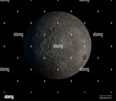 Full Moon Isolated On Black Night Sky Background With Craters And Surface Details Visible Map