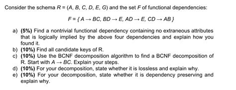 Solved Consider The Schema R A B C D E G And The Chegg Com