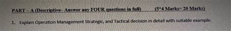 Solved Part A Descriptive Answer Any Four Questions In Chegg