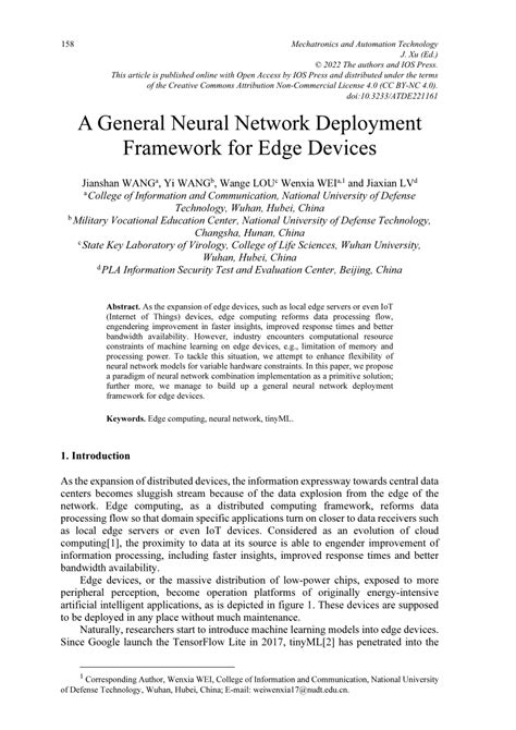 Pdf A General Neural Network Deployment Framework For Edge Devices