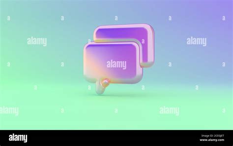 Colorful Vibrant 3d Rendering Puffed Symbol Of Two Rectangular Rounded Chat Bubbles On Colored