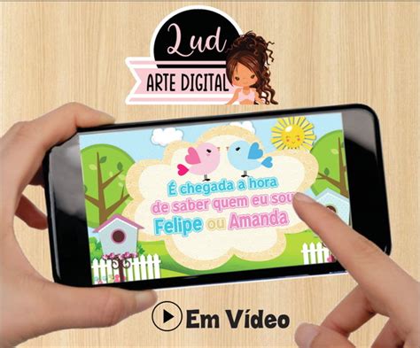 Convite Animado Chá Revelação Passarinhos Elo7