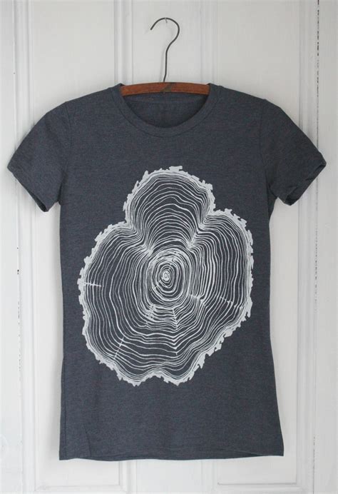 Mens Tree Ring T Shirt Organic Woodcut Tee Tri Blend Tree Print