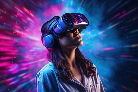 Premium Photo A Woman Wearing A Virtual Reality Headset