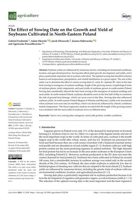 Pdf The Effect Of Sowing Date On The Growth And Yield Of Soybeans