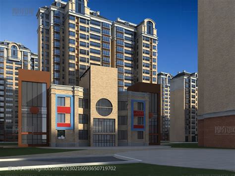 欧式住宅小区幼儿园商铺步行街组合体3d模型国外建筑模型下载 摩尔网cgmol