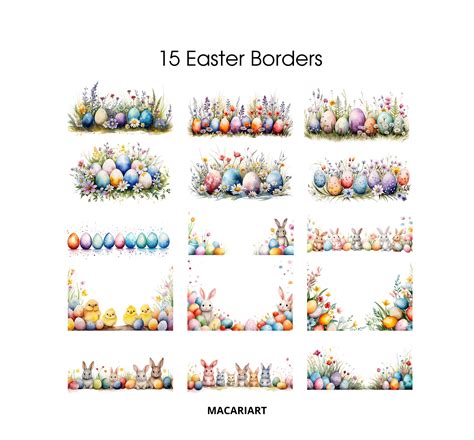 Easter Border Frames Watercolor Easter Clipart Easter Eggs Spring