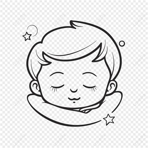 벡터 일러스트 레이 션 디자인 드로잉 인쇄 아기 잠자는 소년 그림 개요 스케치머리카락눈썹 Png 일러스트 무료 다운로드