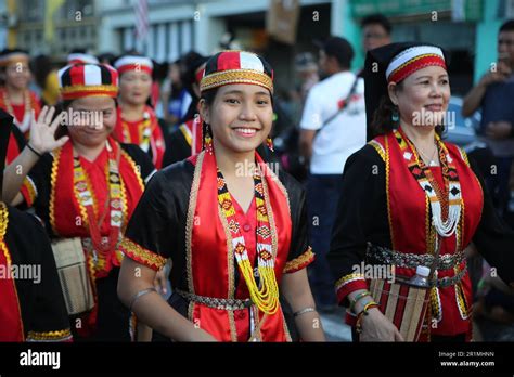 Bidayuh Smiles At A Traditional Parade In Kuching Sarawak Malaysia