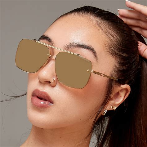 Bella Mirrored Bronze Tangle Free Aviator Sunglasses Topfoxx