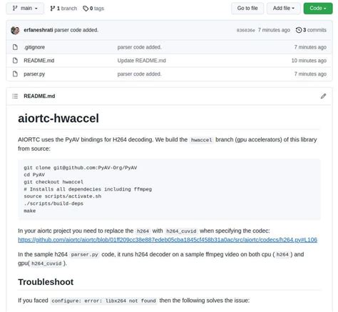 aiortc example with hardware accelerated codec freelancer