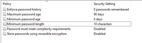 how to set a minimum character limit for password on windows 10