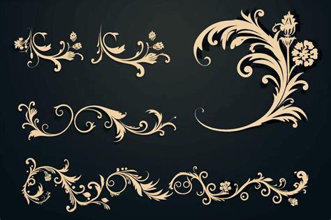 Premium Vector Vignette Damask Scroll Curl Swirl Tattoo Header