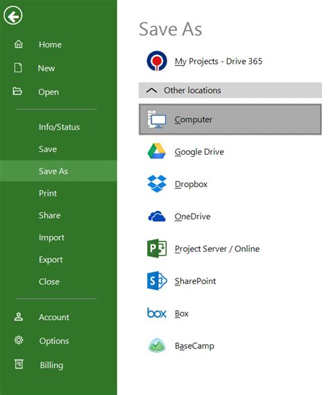 Save As Project Plan