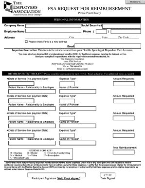 Fillable Online FSA Claim Form The Employers Association Fax Email Print PdfFiller