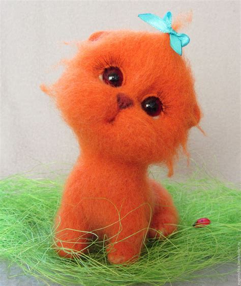 Купить Кошечка Милашка рыжий кот котик из шерсти красивый кошечка игрушка войлок