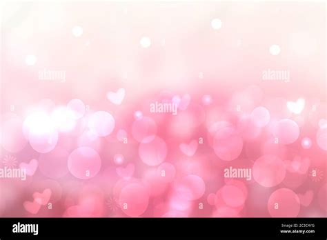 Abstract Festive Blur Bright Pink Pastel Background With White Hearts