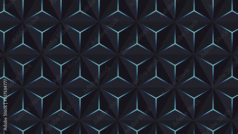 Seamless 3d Geometric Pattern Abstract Blue Triangular Shapes With A Glowing Light Blue Color