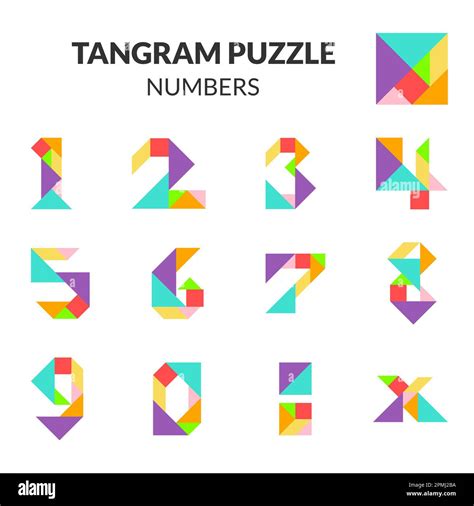 Tangram Puzzle Game With Isolated Vector Numbers Stock Vector Image