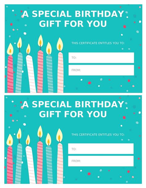 Birthday T Certificate Bright Design Template In Word Docx File