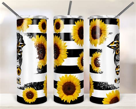 Messy Mom Life Bun Hair Sunflower 20oz Skinny Tumbler Etsy