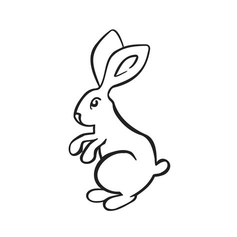 Eastern Horoscope Symbol Easter Bunny Rabbit Line Vector Illustration