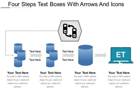 Four Steps Text Boxes With Arrows And Icons PowerPoint Shapes PowerPoint Slide Deck Template