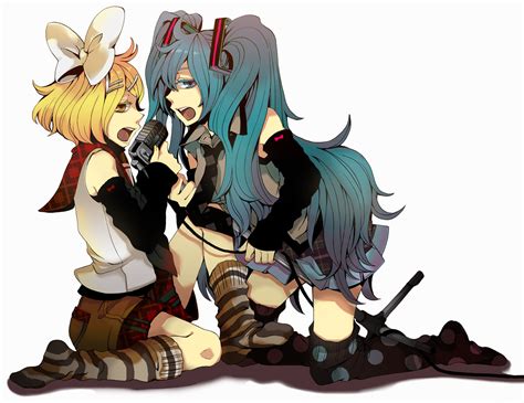 Hatsune Miku And Kagamine Rin Vocaloid Drawn By Yoshikisu Danbooru