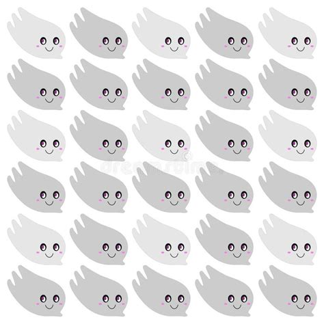 Funny Ghosts Halloween Pattern Texture Wallart Stock Vector