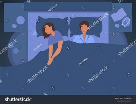 Couple Sleeping Cartoon Flat Vector Illustration Stock Vector Royalty