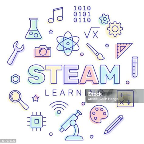 Steam 교육 학습 과학 기술 공학 예술 수학 벡터 디자인 교육에 대한 스톡 벡터 아트 및 기타 이미지 교육 증기 로고