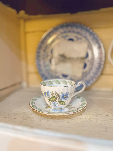 Paragon China Tea Cup And Saucer Blue Flowers Prettyvintagecambridge