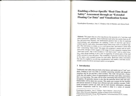Pdf Enabling A Driver Specific “real Time Road Safety” Assessment