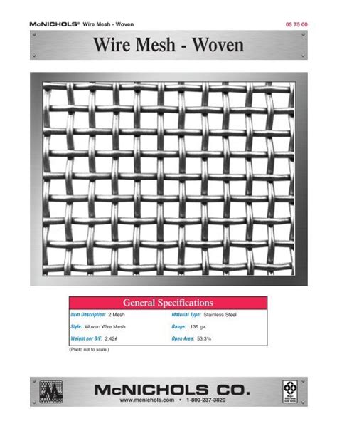 Wire Mesh Woven General Specifications
