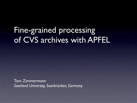 Fine Grained Processing Of Cvs Archives With Apfel Pdf