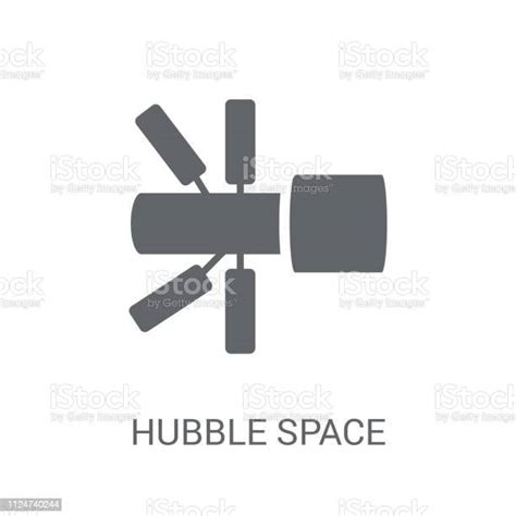 허블 우주 망원경 아이콘입니다 천문학 컬렉션에서 흰색 배경에 유행 허블 우주 망원경 로고 개념 허블 우주 망원경에 대한 스톡