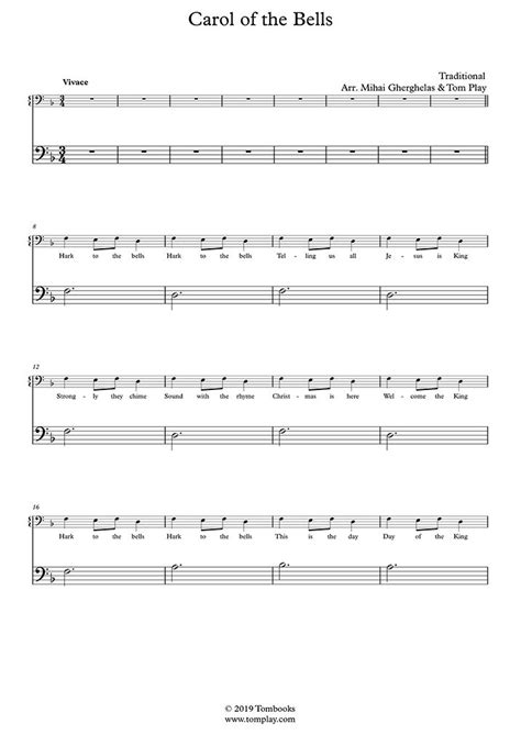 Carol Of The Bells Beginner Level Traditional Cello Sheet Music